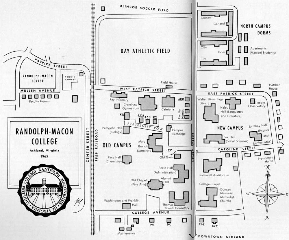 Randolph-Macon College Campus Map, 1965 | Historypin